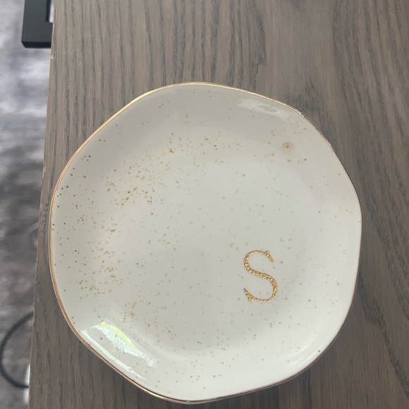 Accents | Elegant White And Gold Monogrammed Ring Dish | Poshmark